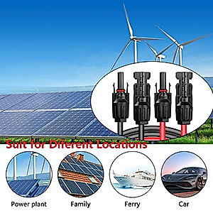 SinLoon 10AWG Solar Extension Cable,1 Pair 10 Gauge PV Solar Panel Cord IP67 Waterproof Solar Power Cable with Male and Female Solar Connector Adapter Kit,for Solar Panel Wire (10AWG 10 FT)