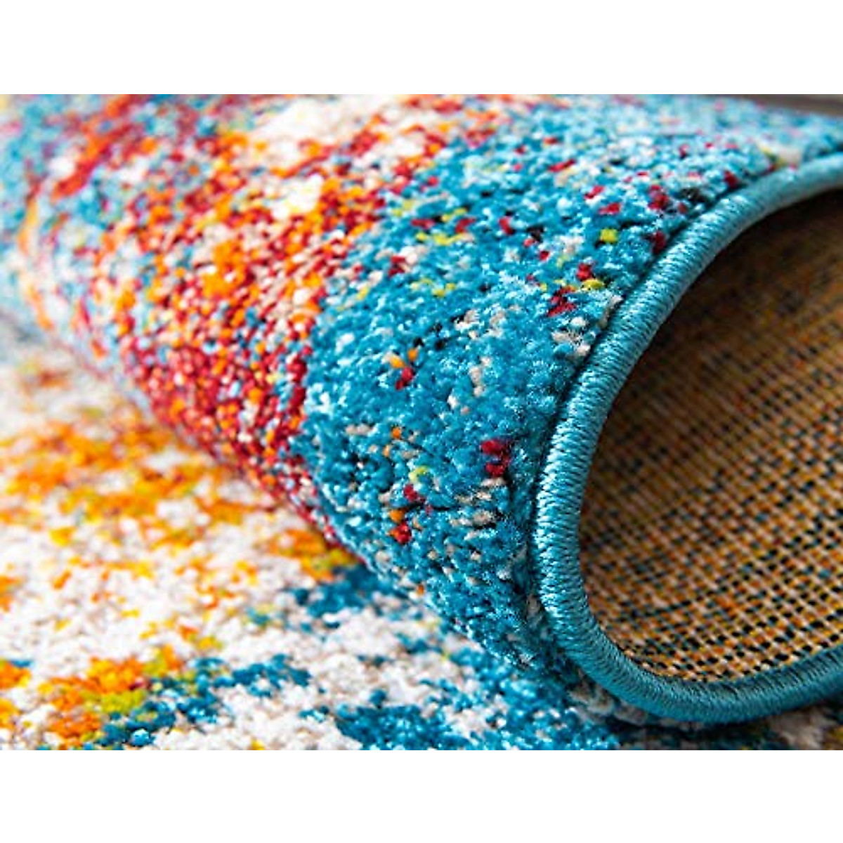 Unique Loom Rosso Collection Traditional, Medallion, Distressed, Bohemian, Vintage, Southwestern Area Rug, 4 ft x 6 ft, Multi/Blue