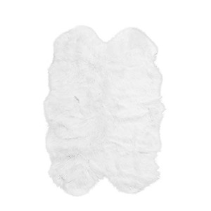 Super Area Rugs Ultra Soft & Fluffy Faux Fur Sheepskin Rug, White 4 x 6 Feet Silky Fluffy Machine Washable Carpet for Bedrooms, Living Room and Hallways