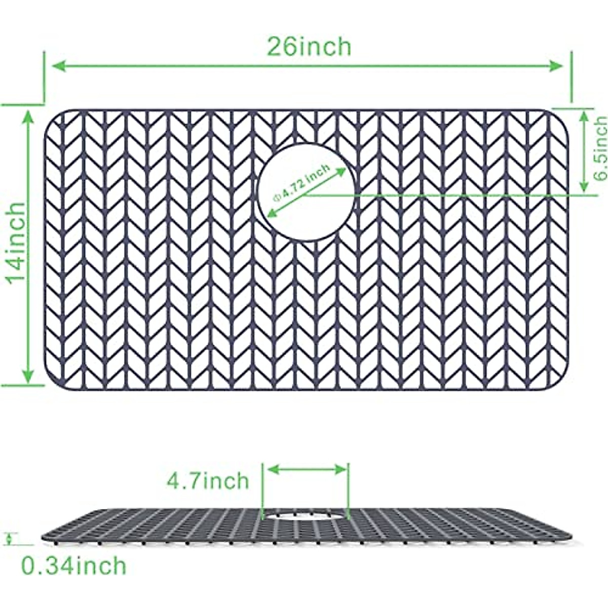 Kitchen-Sink-Protector - 26''x 14'' Guokller Silicone Sink-Protectors for Rear Drain Kitchen-Sink, Grid Accessory, Kitchen-Sink-Mats for Bottom of Farmhouse Stainless Steel Kitchen-Sink