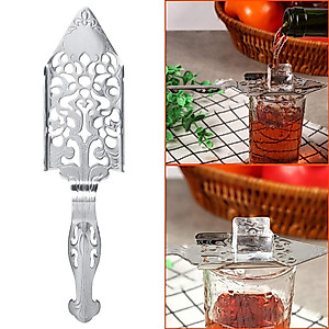 Absinthe Spoon, Stainless Steel Wormwood Spoon, 4 Optional Types, Bitter Scoop Glass Cup Drinking Filter, Bar Cocktail Tea Coffee Stirring Slotted Spoon(#1)