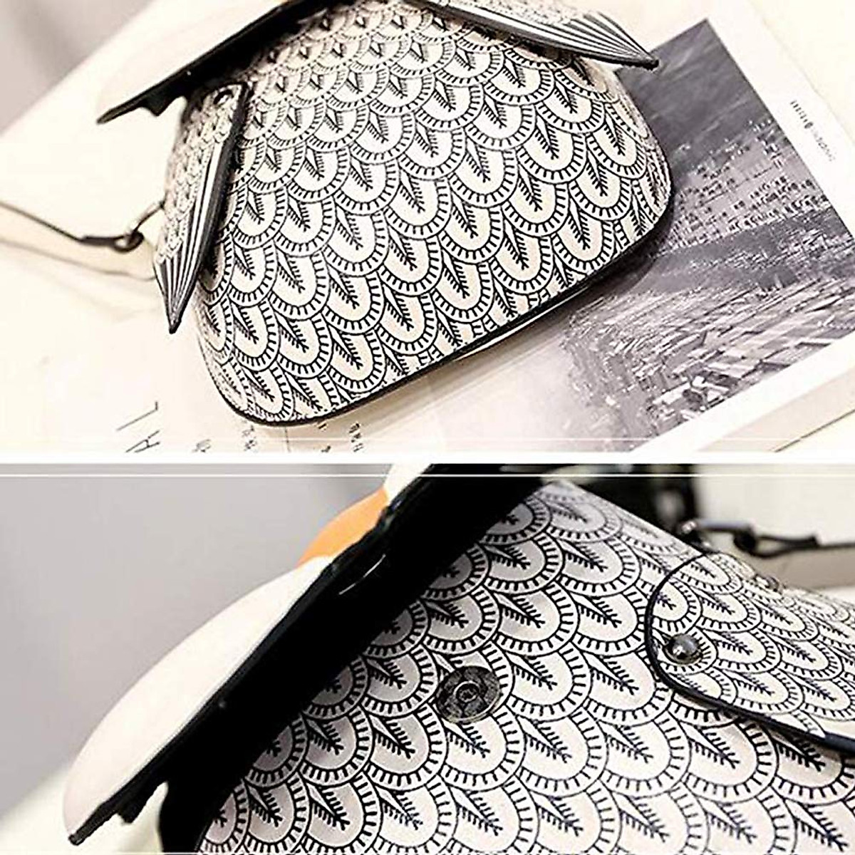 Cross-body handbags Girl's Classic Cartoon owl shoulder PU Leather Mini Casual Bag (white)