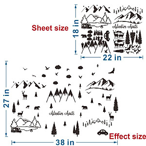ANFRJJI Forest Theme Wall Decals - Dreamy Forest with Pine Tree, Deer, and Bears - Wild Mountain & Jungle RV Camping Wall Sticker - Adventure Awaits Wall Art | PVC Removable Wall Decals for Children's Room Decor effect 27"x38" Inches JWH206 (black RV camp