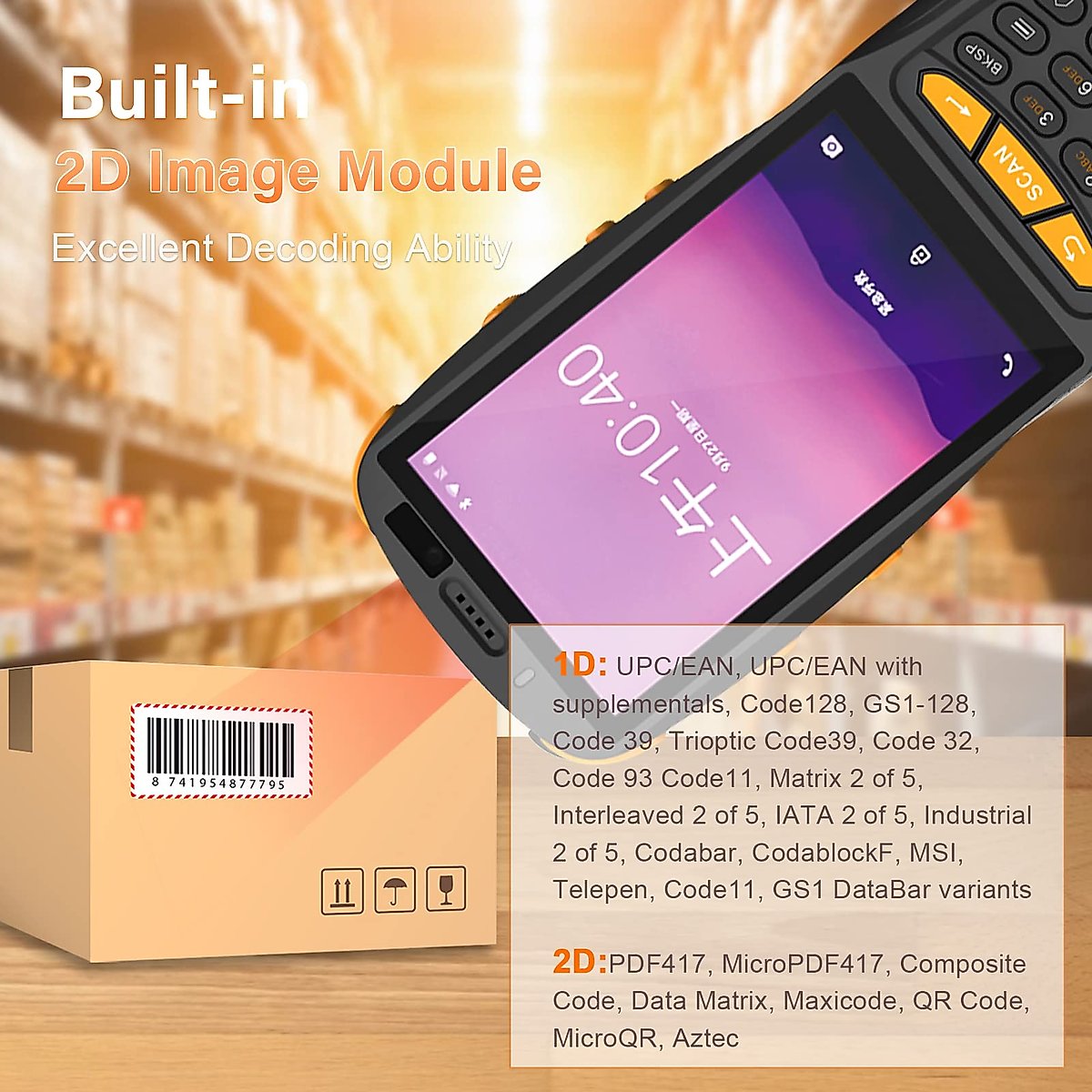 YDuupxe POS Terminal with 4 Inch Color Screen and Full Digital Keyboard Portable PDA NFC Function Handheld 1D 2D QR Barcode Scanner Used for Inventory Warehouse Logistics Retail