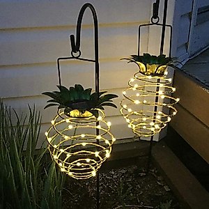 Sundecor Garden Solar Lights, Waterproof 25 Led Outdoor Garden Decor Pineapple Solar Path Lights Hanging Lights Solar Porch Lantern Decor Landscape Lights for Trees Plants Outdoors Home, 2 Packs