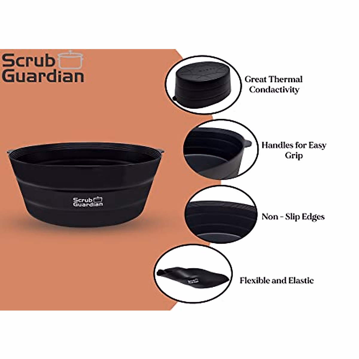Scrub Guardian - Premium 7/8 QT Oval Silicone Slow Cooker Liners for Crock Pot - Non-Stick, Reusable, Food-grade & BPA Free Silicone, Dishwasher Safe- Fits Large Crock pot 7/8 Quarts - Collapsible Crock Pot Liner for Easy Storage