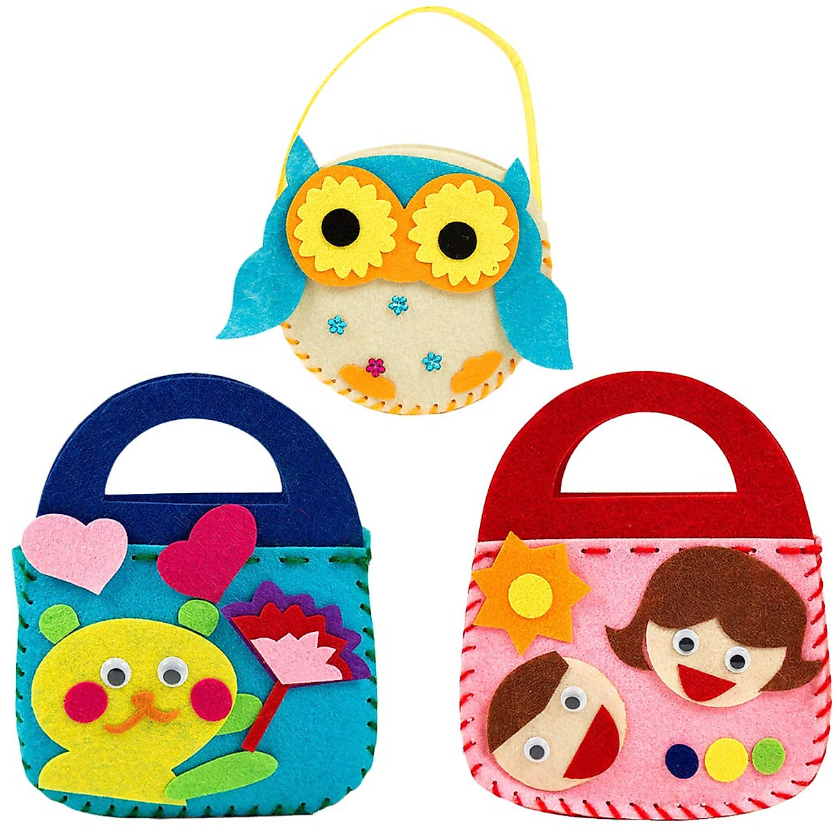 TOYANDONA 6Pcs Sewing Kit for Kids, Creative Kids Handbag Cartoon Nonwoven DIY Handbag Kit for Girls Kit Crafts and Arts