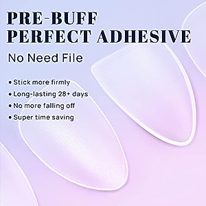 Ejiubas Gel Nail Kit - 300PCS Pre-buff Short Almond Gel Nail Tips, 15ML Long-Lasting Solid Gel with Portable Nail Lamp, Acrylic Nail Kit Gel Extension Set for Diy Home Manicure