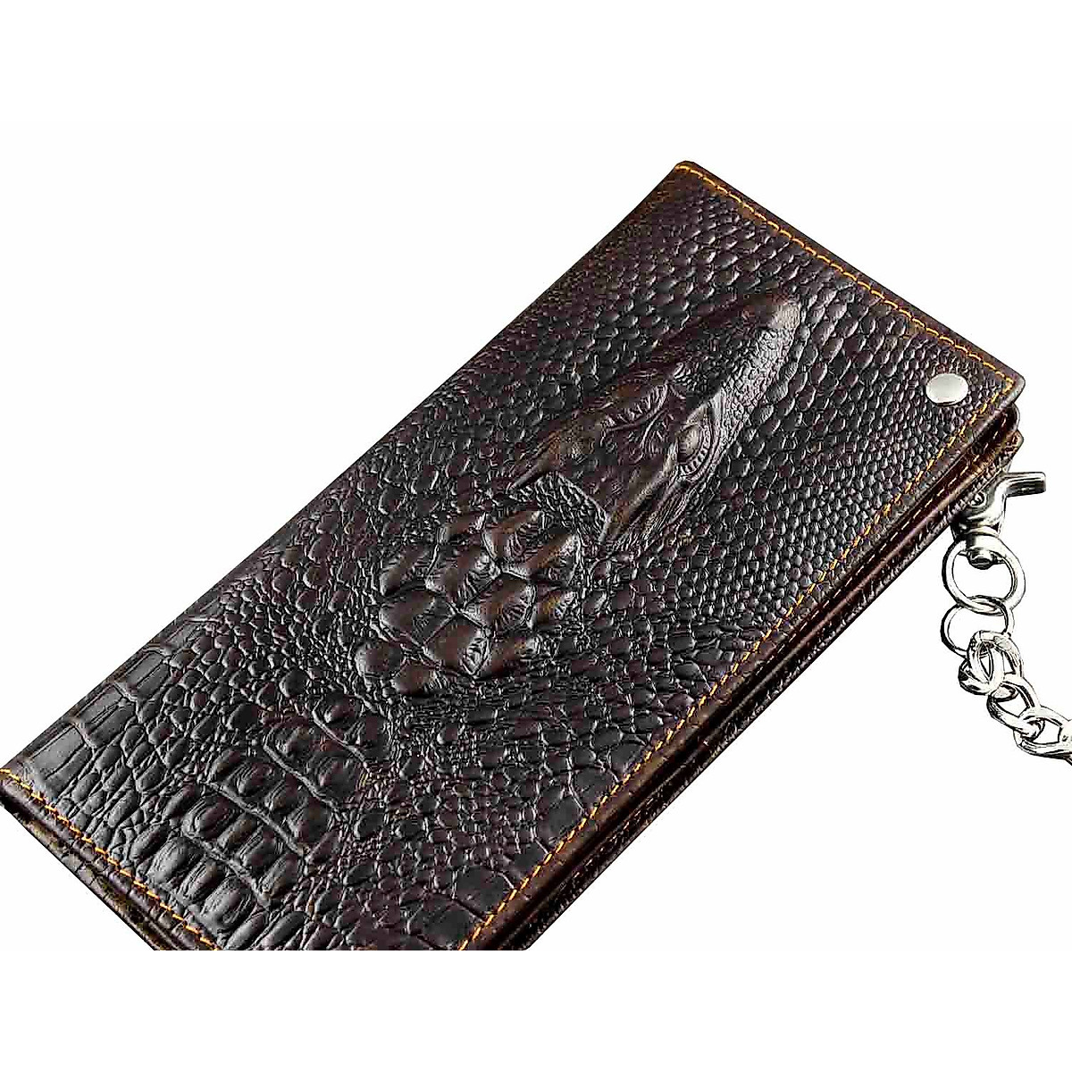 crazy hunter Mens Long Crocodile Head Motorcycle Punk Leather Wallet With a Biker Chain L73