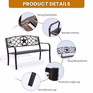 Sun-Ray 213046 Lone Star Metal Park Patio Bench, OneSize, Bronze