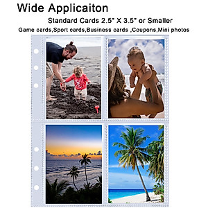 80 Pack 640 Pockets 6 Ring A5 Binder Sleeves,2.5x3.5 Inch Trading Card Sleeves,Double-Sided 4 Pocket Page Protector,Ultra-Clear Kpop Photocard Sheets,Card Sleeve Pages for Game Cards,Photocard