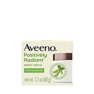 Aveeno Positively Radiant Intensive Moisturizing Night Cream with Total Soy Complex & Vitamin B3, Oil-Free, Non-Greasy, Hypoallergenic & Non-Comedogenic, 1.7 oz