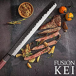 FUSIONKEI 11 Inch Slicing Carving Knife 7.5 Inch Japanese Chef Knife Kiritsuke Knife With Gift Box