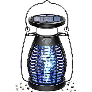 BURLAN Solar Bug Zapper Outdoor & Indoor, Cordless Mosquito Zapper Rechargeable Waterproof Fly Zapper for Camping, Home, Patio, Backyard, Kitchen