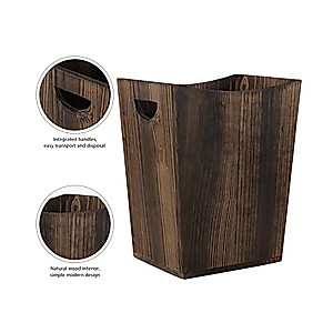MOOACE Wood Trash Can Wastebasket, Small Garbage Can Waste Basket, Rustic Trash Bin Container for Bedroom, Living Room, Office, Kitchen, Bathroom