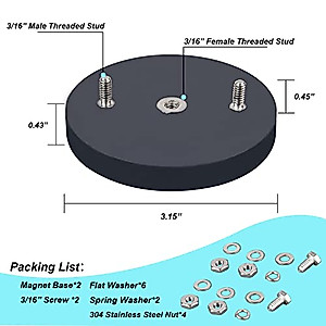 SKNOOY Magnetic Backup Camera Mount Base No Drilling, 2 Pack Anti-Scratch Neodymium Magnet, 90 LB Non-Damage Strong Magnetic Holder DVR Monitor System Mounting Base for RVs,Trailers,Trucks,Harvester