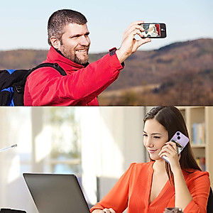 Leather Phone Card Holder Phone Wallet, Stick Back Phone Wallet Sticker Stylish Phone Case Credit Card Holder, Suitable for iPhone, Samsung, Android and Most Smart Phones.Foliage Orange