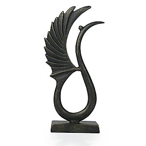 DreamsEden Home Decor Abstract Crane Sculpture, Cast Iron Vintage Art Bird Statue Decoration for Table, Bookshelf, Entryway, Cabinets, Living Room, Bedroom