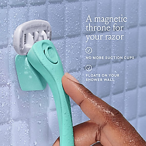 Billie Razors for Women Shave Kit – Razor + 4 x 5-Blade Razor Refills + Magnetic Holder – Minty