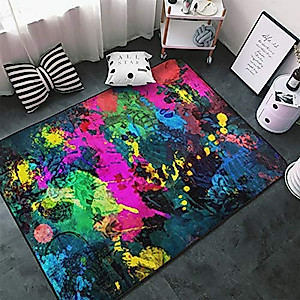 O-X_X-O Paint Splatter Dark Modern Casual Area Rugs for Living Room Bedroom Carpet Thick Soft Large Flannel Mats Easy to Clean Stain 60 X 39 Inch