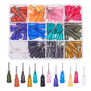 BENECREAT 144PCS 0.5 Inch 12 Different Gauge Blunt Tip Syringe Needles Dispensing Needle with Lure Lock for Refilling Liquid Inks and Syringes, Christmas Crafts Supplies