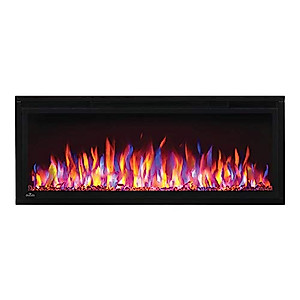 Napoleon Entice 42 - NEFL42CFH - Wall Hanging Electric Fireplace, 42-in, Black, Glass Front, Glass Crystal Ember Bed, 3 Flame Colors, Remote Included