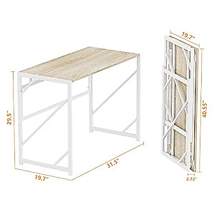 Elephance Folding Desk Writing Computer Desk for Home Office, No-Assembly Study Office Desk Foldable Table for Small Spaces