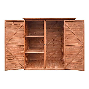 Leisure Season TDS7236 Three Door Lean Storage Shed, Medium Brown