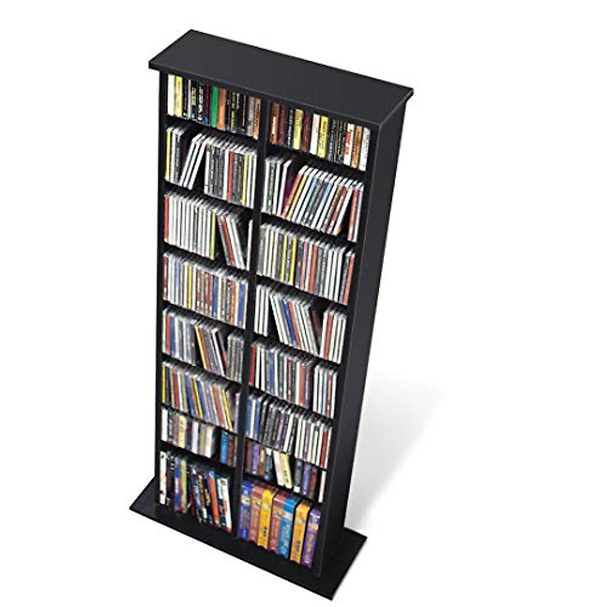 Double Multimedia Storage Tower Transitional Wood Adjustable Shelving