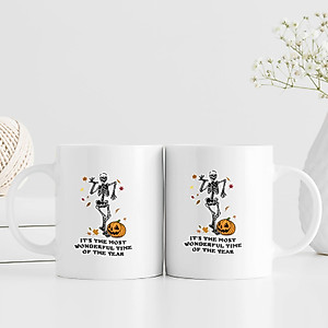 Funny Halloween Mug, It's the Most Wonderful Time of the Year Coffee Mug, Scary Dancing Skeleton Halloween Decor Coffee Mugs, Halloween Gifts for Women Men - 11oz