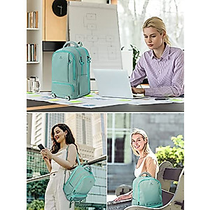 Travel Laptop Backpack for Women 15.6 inch, MATEIN TSA Approved Backpacks Personal Item Bag with Wet Pocket for Airline, Underseat Airplane Carry on Back Pack, Mint Green Work Rucksack College Daypack