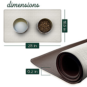 CROXTON & CO. Ultra-Durable, Large Waterproof Dog Food Mat - Stainproof, Washable Faux Leather Placemat for Food & Water Bowls | Non-Slip, Easy to Clean | Size: 16.5” x 28”