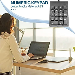 Spacesea USB Wired Numeric Keypad Numpad 18 Keys Digital Keyboard for Accounting Teller Laptop Windows Android Notebook Tablets PC (Black)