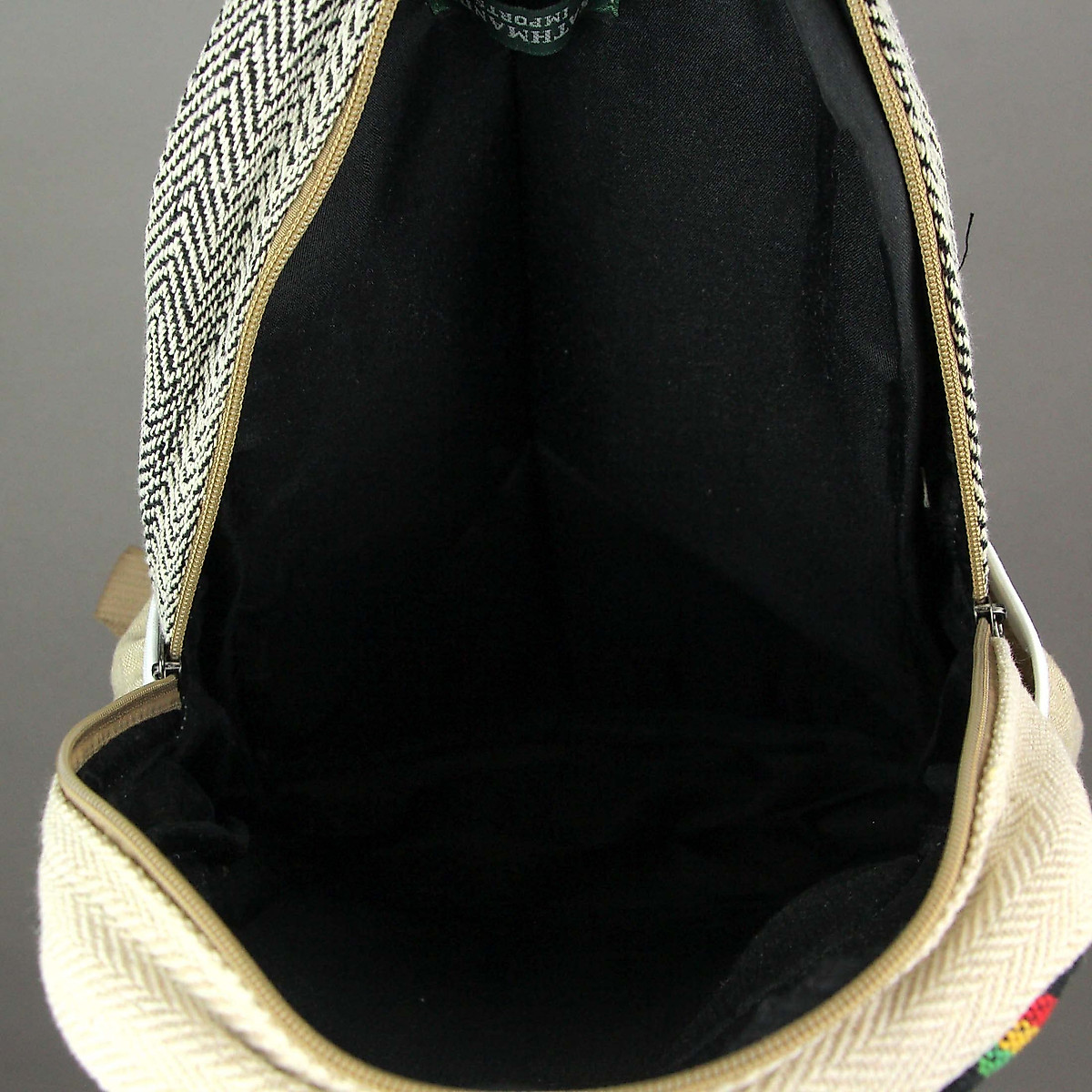 Things2Die4 Red, Yellow and Green Rasta Striped Bohemian Style Hemp Fiber Backpack, Multicolored