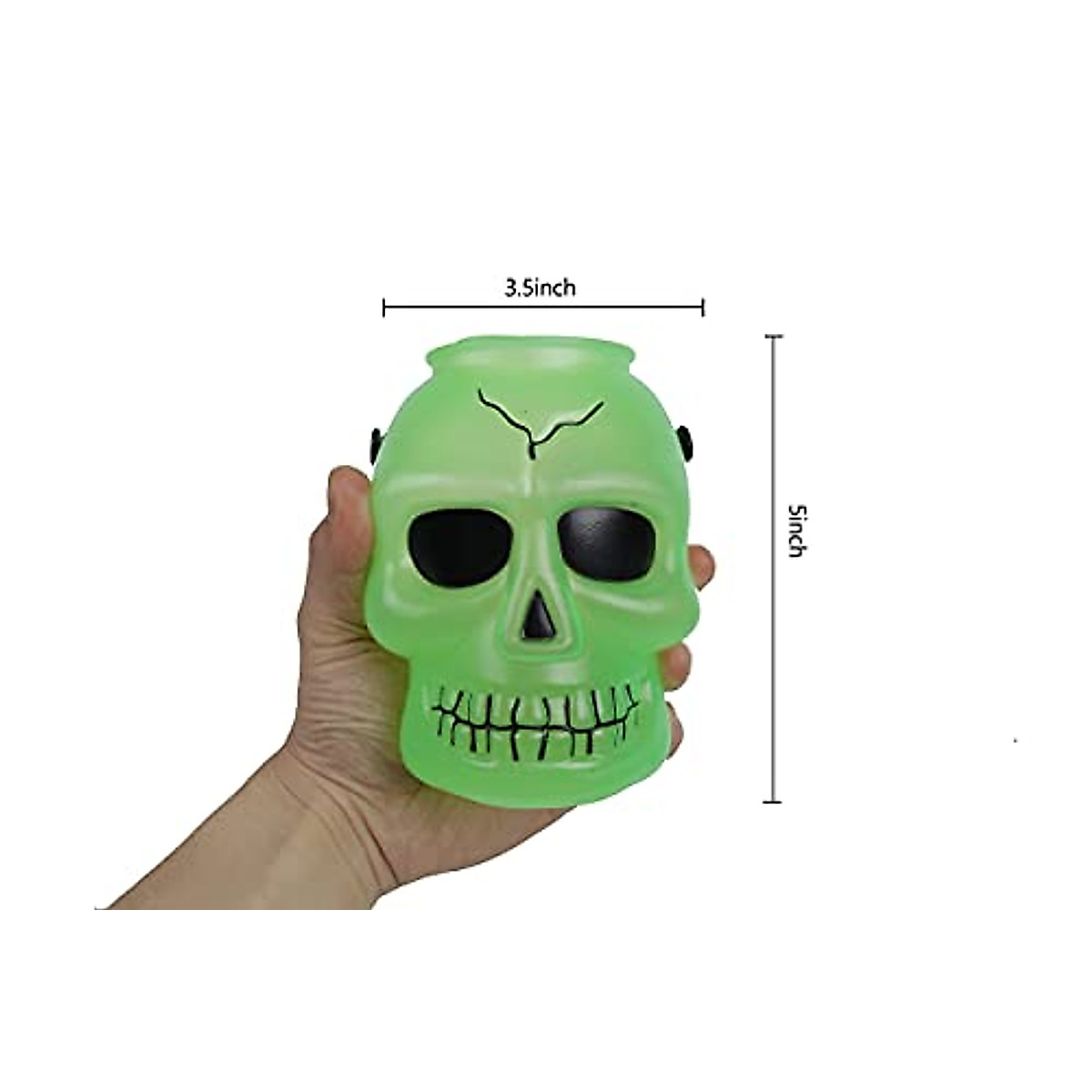 KEPATO Halloween Skull Cup Skull Tumblers,Drinking Jars with lids and straws,Includes three colors of green, white and yellow Skull Travel Mug(3pcs，3.5inch x5inch) Halloween party supplies decoration