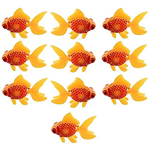 XMHF Aquarium Fish Bowl Tank Artificial Floating Plastic Yellow Red Decor Goldfish Ornament Fish Tank Decoration 10PCS
