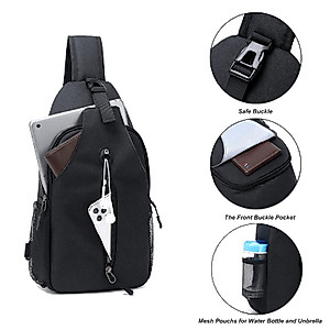 Shaelyka Small Lightweight Black Crossbody Bags for Men and Women, 8 Pockets small Sling Bag