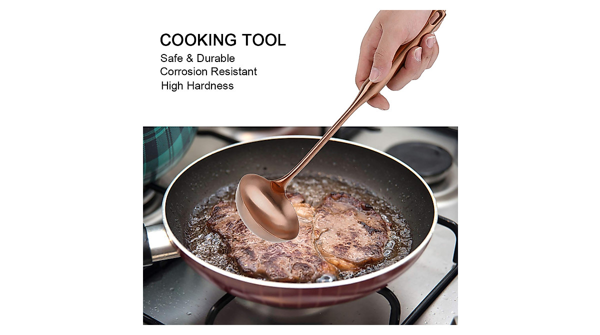Stainless Steel Soup Ladle & Kitchen Turner Rose Gold | Durable Cooking ...