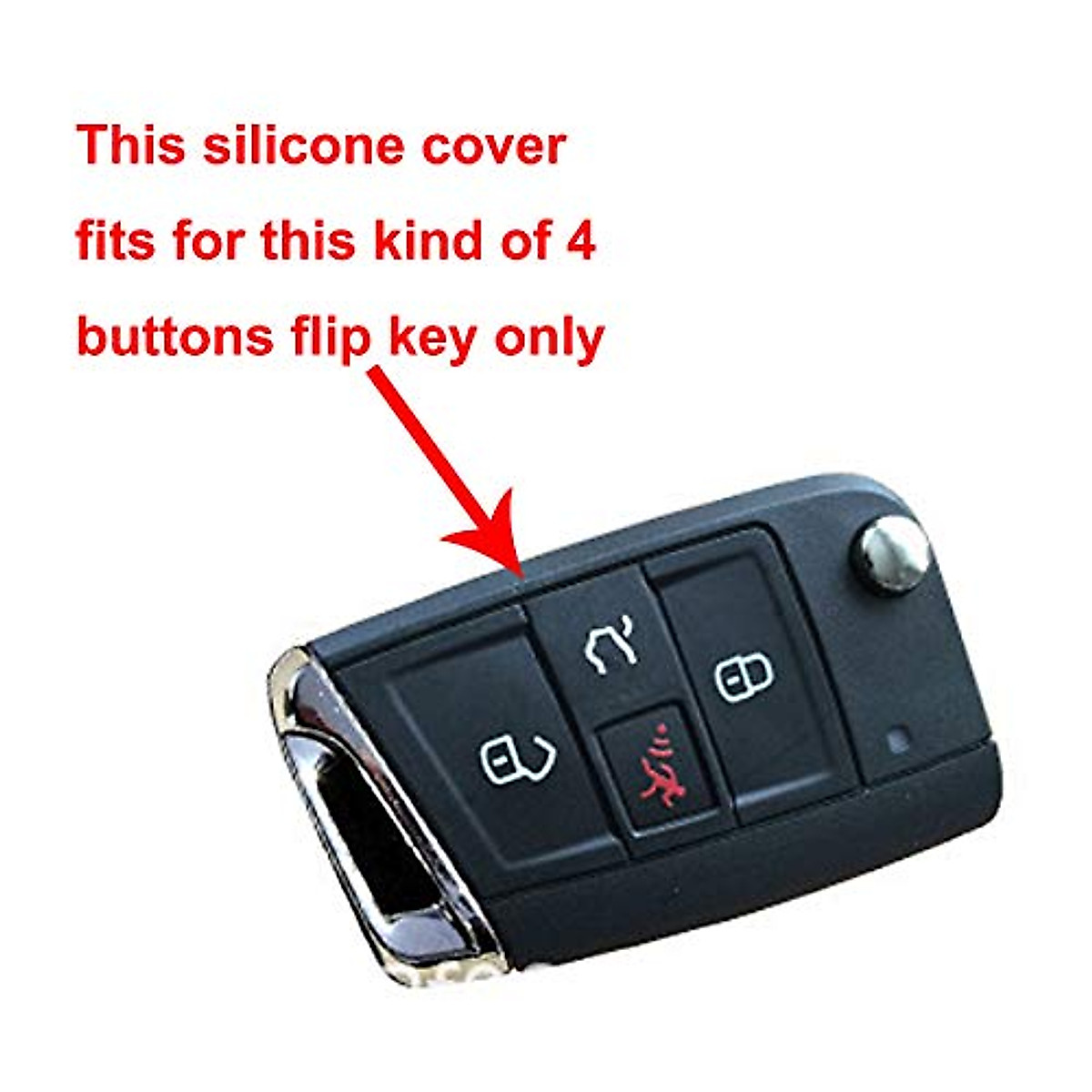 Silicone Key Cover Case Remote Fob Protector fit for VW Golf Polo 2016-2017 4 Buttons Keyless Entry Remote Key Fob Skin Protective key Jacket (1 Black + 1 Red)