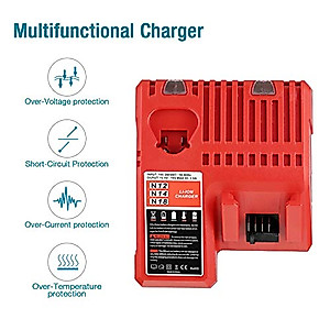 Upgraded 6.0Ah 18V Replacement Battery - Compatible with Milwaukee M 18 48-11-1852 18V Lithium XC Cordless Power Tools & Charger for Milwaukee M12 M14 M 18 Li-ion Battery