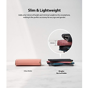 Ringke Flip Card Holder with Elastic Hand Strap Slim Soft Band Grip Fashion Multi-Card Slot 3M Stick-On Wallet Credit Card Cash Mini Pouch Attachment Compatible with Most Smartphones - Pink