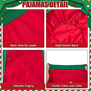 FATCOOLGOO Christmas Dog Pajamas for Medium Large Dogs - Super Soft Stretchy Warm Pet Jumpsuit for Winter Autumn Fall, Cute Holiday Theme Sweater Cloth Costume for Dog Cat