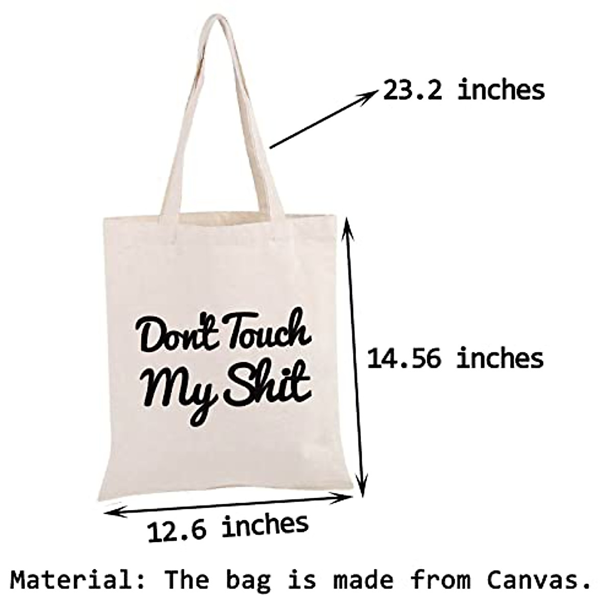 PWHAOO Don't Touch My Shit Tote Bag Canvas Funny Shopping Bag Essentials Bag (Don't Touch My Shit TB)