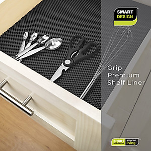 Smart Design Premium Grip Shelf Liner - 18 Inch x 48 Feet (Set of 6 Rolls Total) - Non Adhesive, Strong Grip Bottom, Easy Clean Kitchen Drawer, Cabinet, Cupboard Dresser Cover, Non Slip - Black