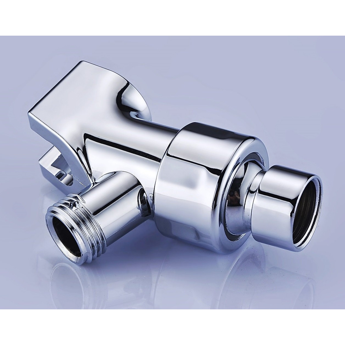 Purelux Adjustable Hand Shower Arm Mount with Brass Swivel Ball Connector, Chrome Showerhead Holder