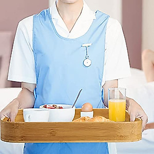 Dicunoy Set of 2 Bamboo Serving Tray, Solid Wood Breakfast Tray with Handles, Large Bamboo Food Tray Great for Dinner, Tea, Coffee, Bar, Parties, 15.6" L x 10.8" W /12.6" L x 8.5" W