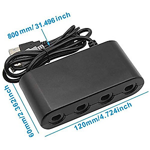 Wii U Controller Adapter, NGC Controller Adapter for Wii U,Nintendo Switch and PC USB.Easy to Plug and No Driver Need.4 Ports Turbo Button (Updated Version)