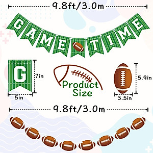 VILIFEVER 2 Pieces Game Time Banner Football Garland for Football Party Decorations, Game Day Sports Themed Party Supplies Football Birthday Banner Indoor Outdoor Decor