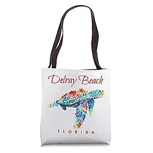 Delray Beach Florida Watercolor Sea Turtle Tote Bag