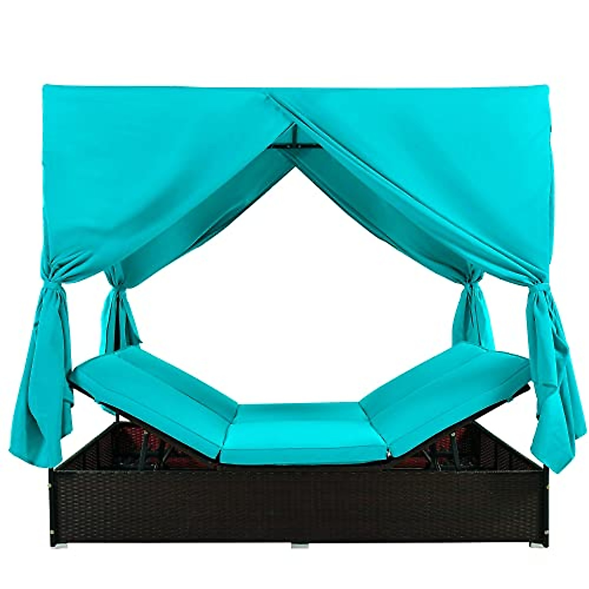 Outdoor Patio Wicker Sun Lounger with Cushions and Adjustable Seat for Swimming Pools, Patios, Shade and Comfortable Outdoor Recreation